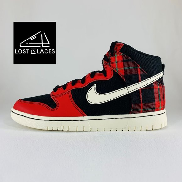 Nike | Shoes | Nike Dunk High Retro Se Tartan Plaid Sneakers Black Red ...